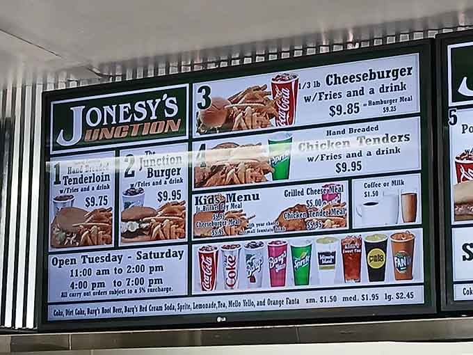 When the menu board showcases hand-breaded tenderloins front and center, you know they've got their priorities absolutely right.