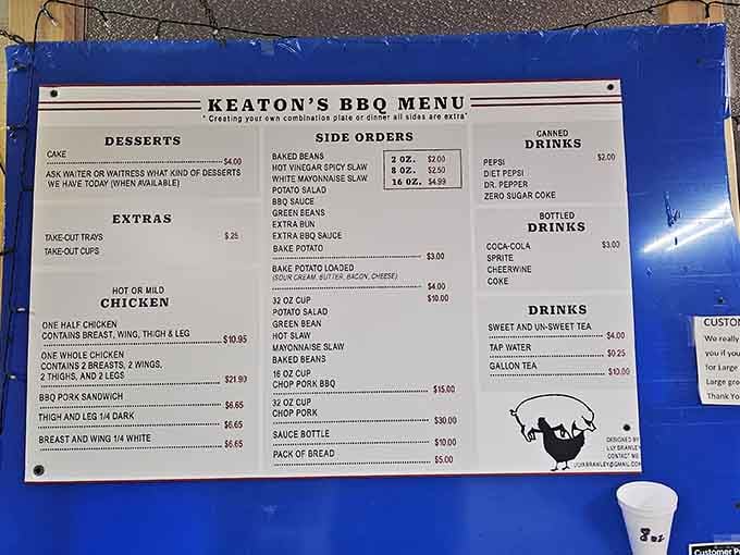 A straightforward menu that knows exactly what it is: classic Carolina barbecue without the unnecessary complications.