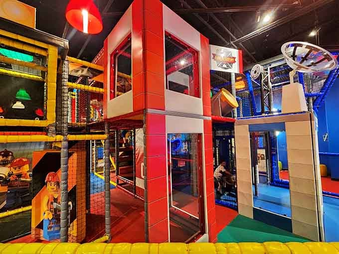 Multiple levels of LEGO architecture create a playground that would make any engineer weep with joy.