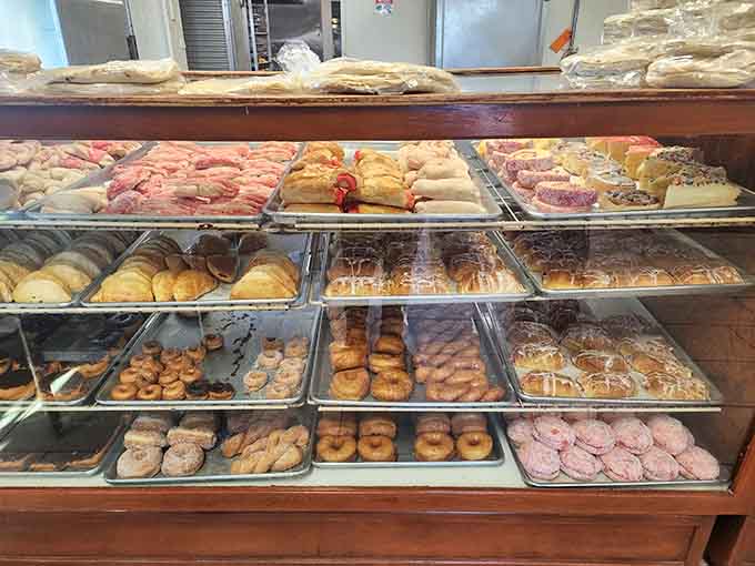 Decision paralysis has never looked so delicious, with rows of golden pastries begging for your attention.