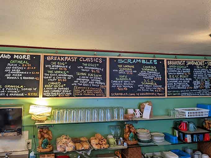 Those chalkboard menus aren't just for show&mdash;they're your roadmap to breakfast happiness and difficult decisions.
