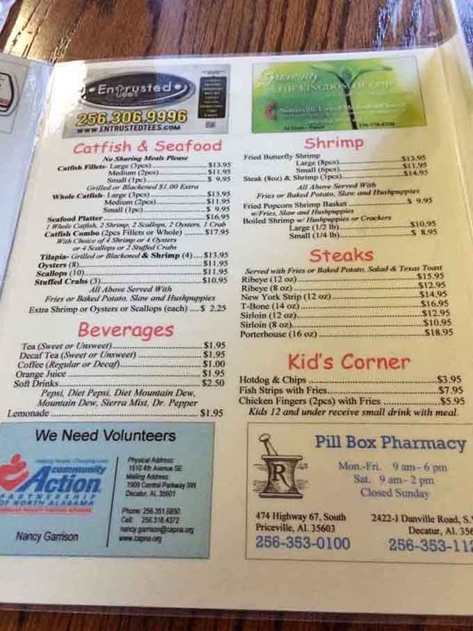 When a menu offers whole catfish and seafood platters, you know they're serious about their fish game here.