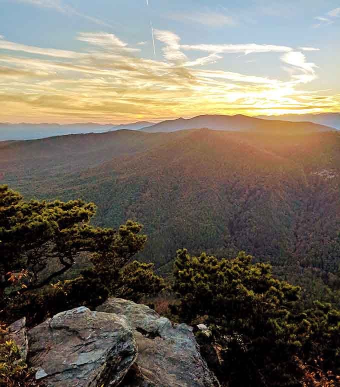 Sunset over Linville Gorge proves that sometimes the best things in life really are free and breathtaking.
