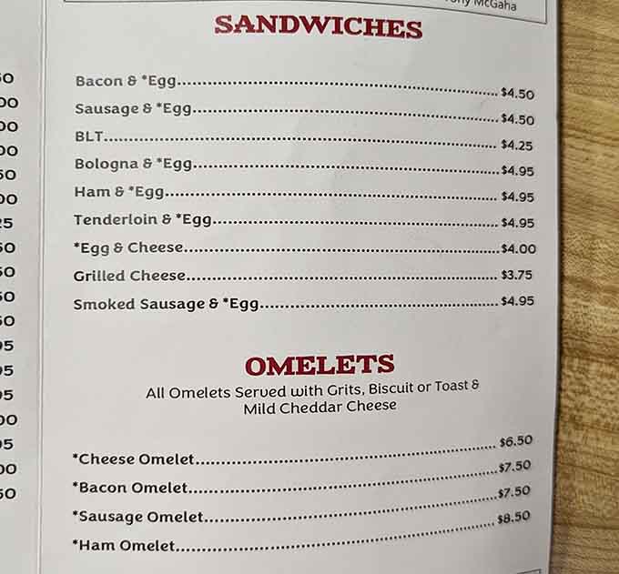 This menu proves that sometimes the best things in life are simple: eggs, meat, cheese, and spectacular biscuits.