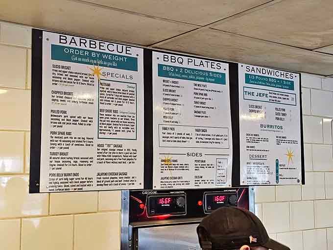 This menu board speaks the universal language of smoked meat, offering choices that'll make decision-making deliciously difficult.
