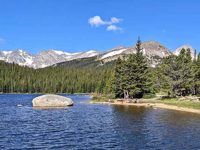 Long Lake sits there looking impossibly blue, making every screensaver jealous of its natural beauty.