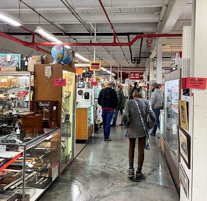 Shoppers navigate aisles packed with decades of American history, one carefully curated booth at a time.