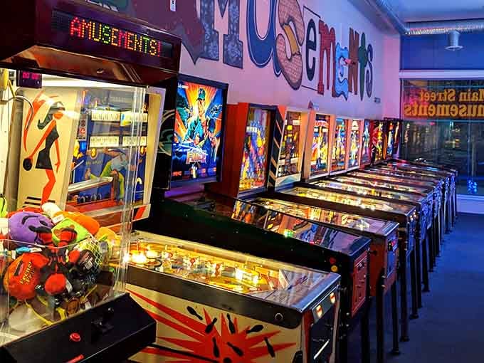 The "Amusements" sign stretches across the wall like a promise that's about to be gloriously kept.