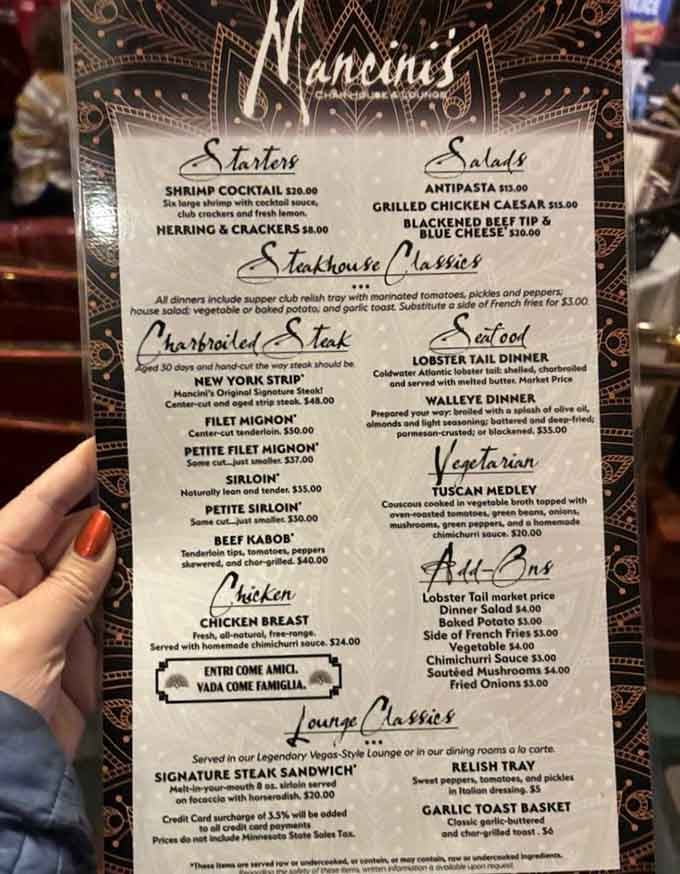 This menu reads like a love letter to beef, with every classic cut ready for its moment.