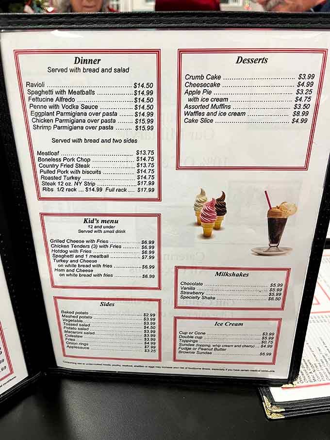 This menu reads like a love letter to American comfort food, no pretension required or wanted.