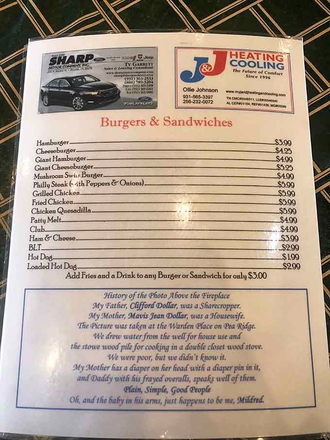 The menu tells a humble family story that'll warm your heart before the food does.