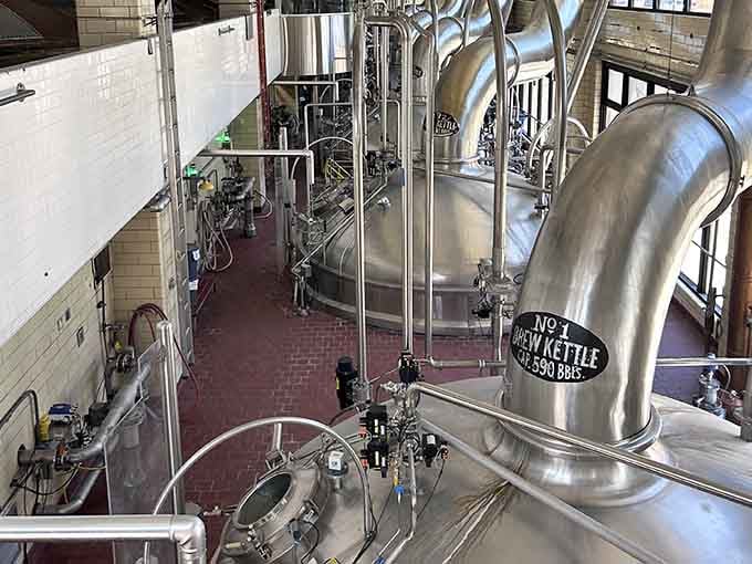 These gleaming copper kettles tower like something from Willy Wonka's factory, but infinitely more satisfying.
