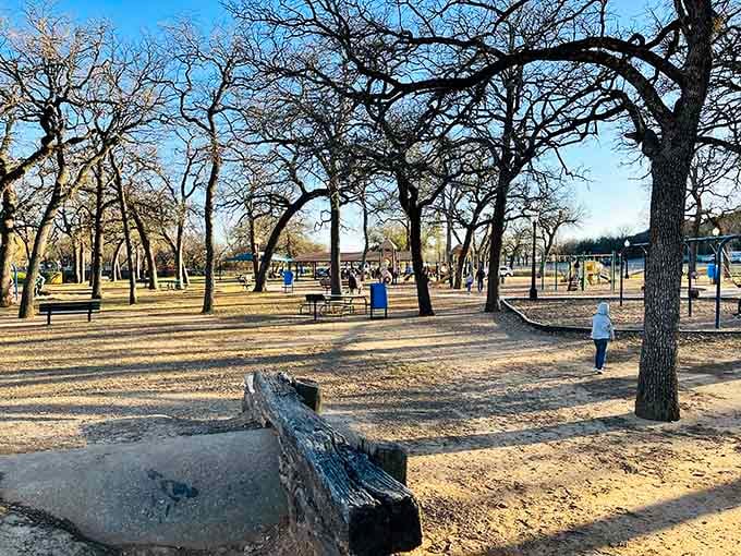 Southeast Park proves you don't need fancy amenities when you've got shade trees and actual breathing room to enjoy.