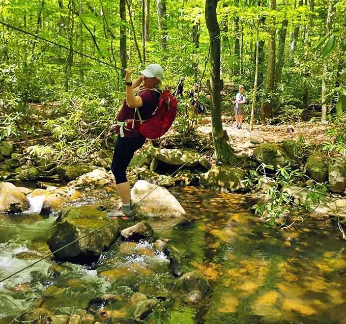 This cable-assisted crossing makes you feel like Indiana Jones, minus the boulder and with better footwear.