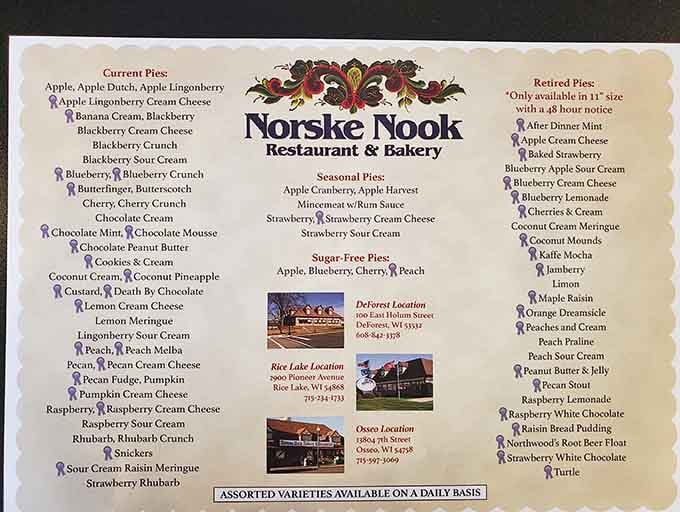 This menu reads like a pie lover's bucket list, and you're going to need multiple visits.