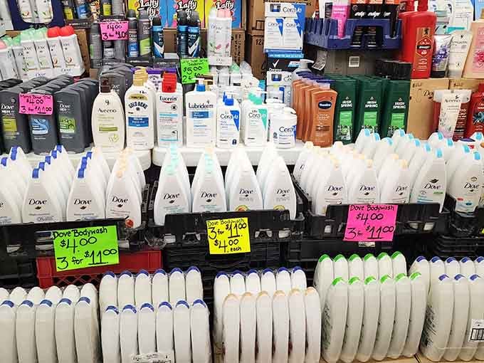 Dove body wash in bulk quantities that would make your local drugstore weep with envy and confusion.