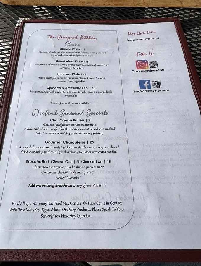 The Vineyard Kitchen menu proves that wine country dining doesn't require a mortgage payment to enjoy.
