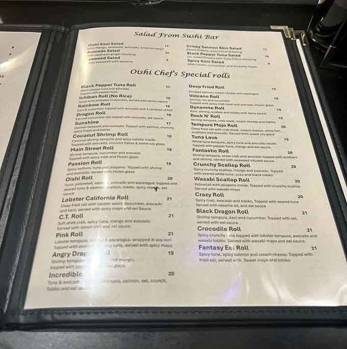 When a menu lists Fantasy Eel Roll and Crocodile Roll, you know the chef isn't playing it safe tonight.