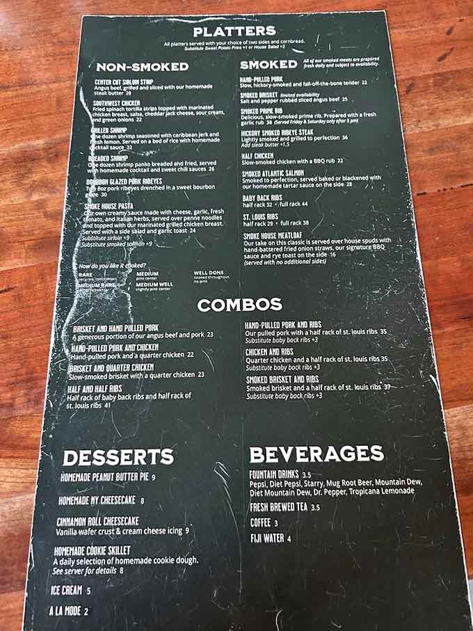 This menu reads like a greatest hits album of smoked meats, and every track is a certified banger.