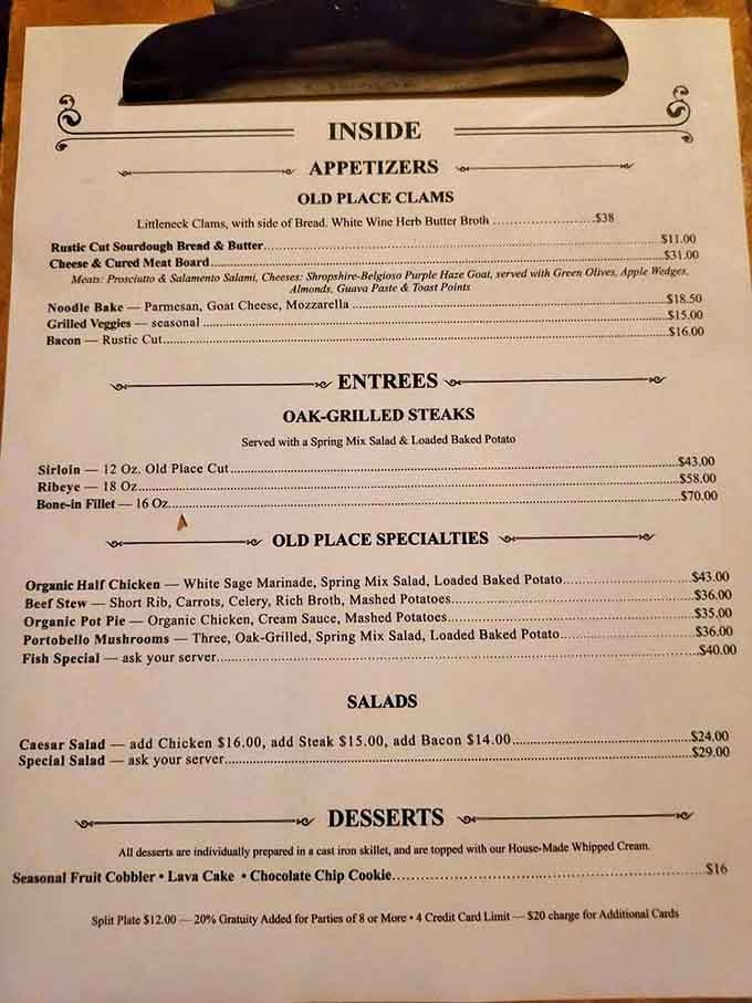 Simple menu, serious flavors: oak-grilled steaks and cast iron desserts done right every single time.