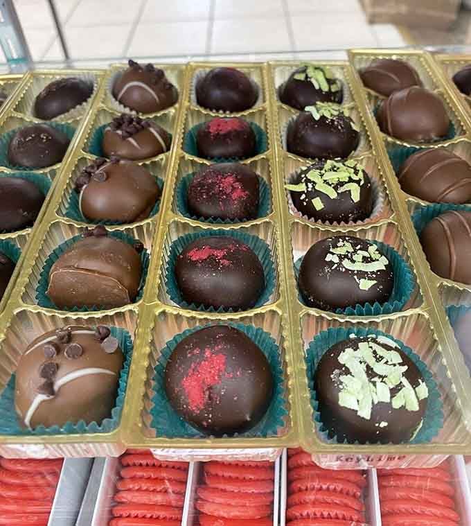 Hand-dipped truffles decorated like tiny works of art, because your chocolate deserves to look as good as it tastes.