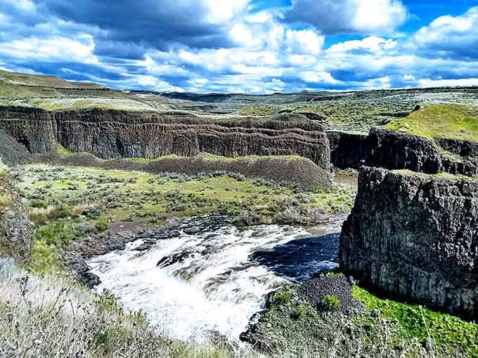 The Palouse River rushes through the canyon with the kind of energy that makes coffee seem redundant.