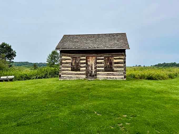 This pioneer cabin has witnessed more Wisconsin history than most textbooks, standing proud through countless seasons.