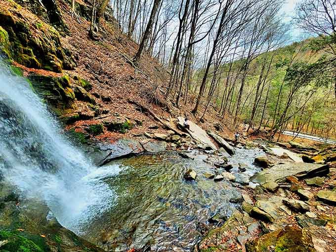 This cascading waterfall feeds the Blue Hole, proving that good things really do come to those who hike.