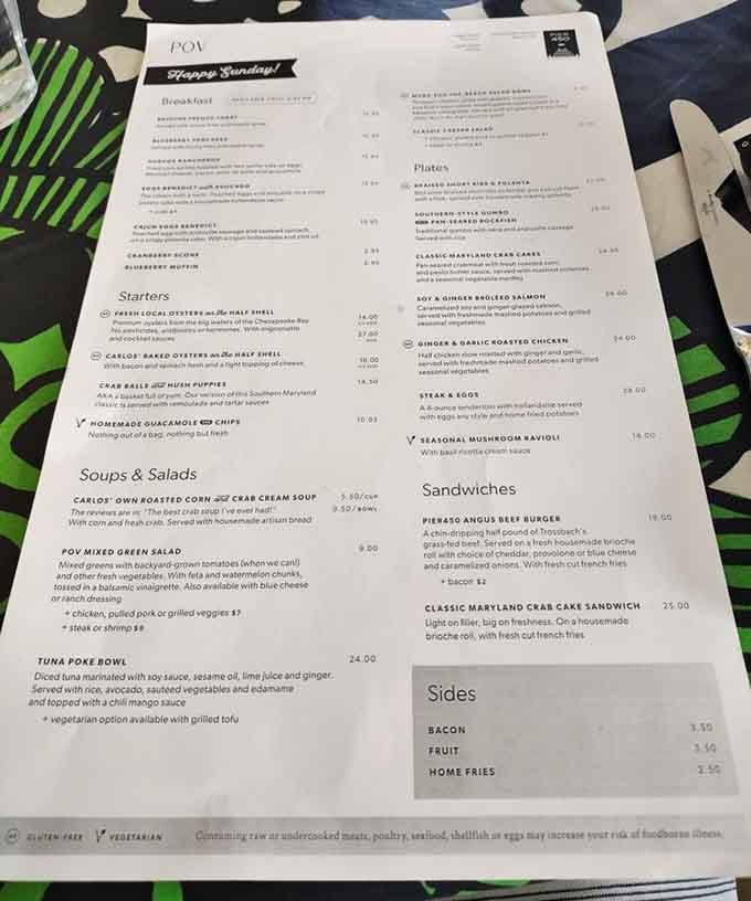 From crab cakes to poke bowls, this menu reads like a love letter to the Chesapeake Bay.