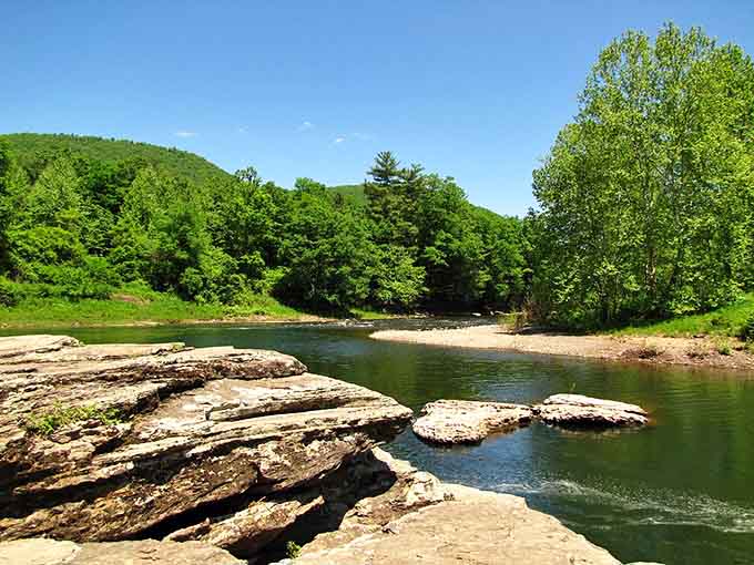 Down at creek level, those ancient rock formations tell stories that make your morning commute seem refreshingly insignificant.