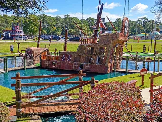 When someone builds a full-scale pirate vessel for mini golf, you know they're serious about swashbuckling entertainment.