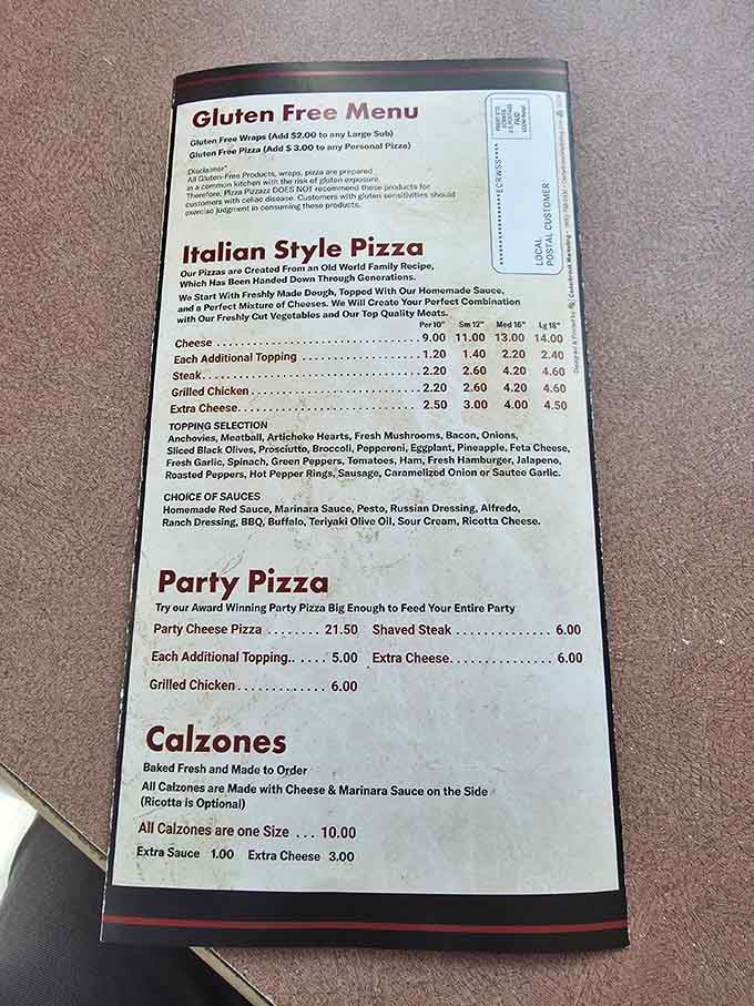 When a menu proudly displays gluten-free options and party pizzas, you know they're thinking about everyone at the table.