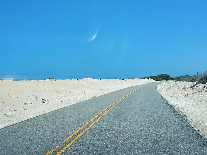 This scenic drive through the dunes feels like the opening scene of a really good vacation movie.