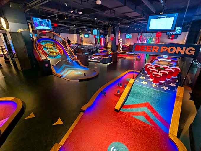 Beer pong meets mini golf in a mashup nobody asked for but everyone secretly needed all along.