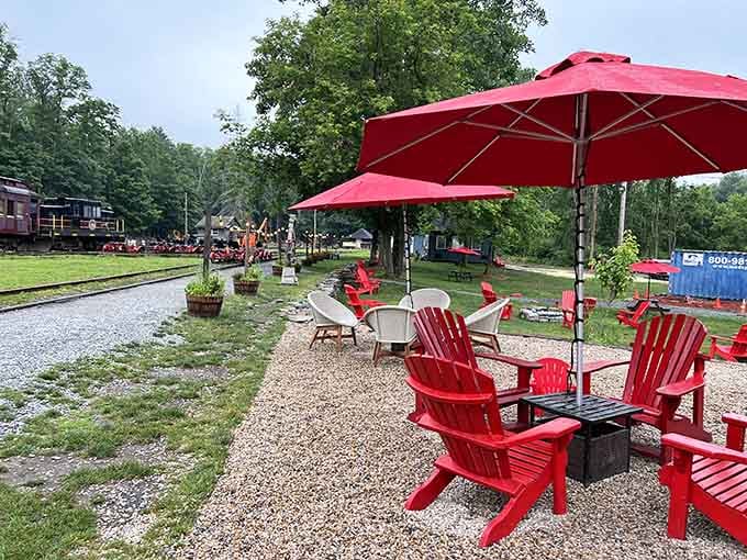 After your ride, sink into those bright Adirondack chairs and relax like you're starring in your own vacation commercial.