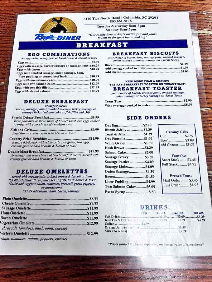 This menu reads like a love letter to everyone who believes breakfast is the most important meal.