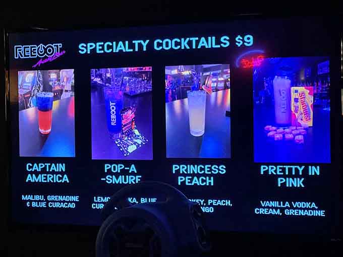 Specialty cocktails with names like Captain America and Pop-A-Smurf prove grown-ups deserve themed drinks too.