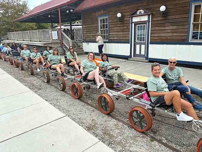 Ready for departure at the historic station, where Victorian charm meets modern outdoor fun.