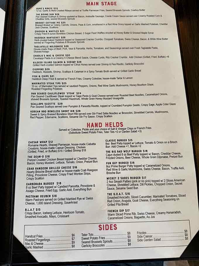 This menu reads like a greatest hits album, offering everything from comfort classics to adventurous new favorites.