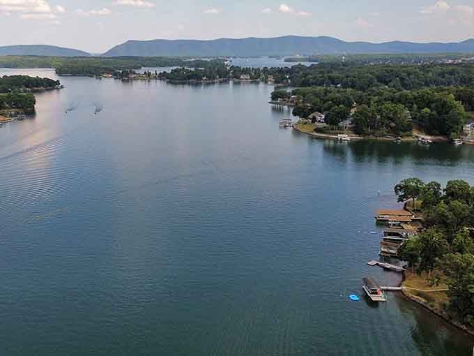 From up here, the lake looks like nature's own jigsaw puzzle, with each cove telling its own story.