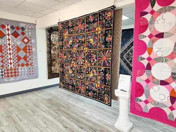 Each quilt tells a different story, like a fabric version of your favorite anthology series.