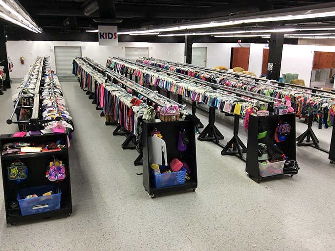 The kids' section goes on forever, because children's growth spurts shouldn't require a second mortgage to manage properly.