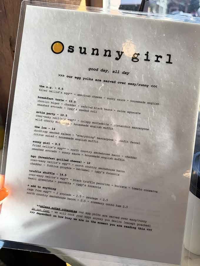 When a menu says "good day, all day," you know someone's taking their breakfast mission seriously and personally.