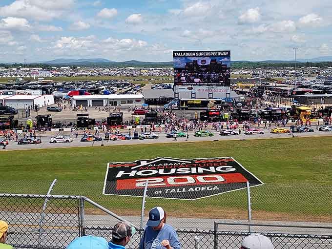 Real race cars on real asphalt, proving that some childhood fantasies actually do come true in Alabama.