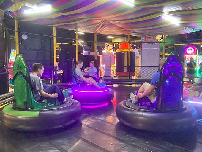 LED bumper cars turn sibling rivalry into a light show, because regular bumper cars weren't flashy enough apparently.