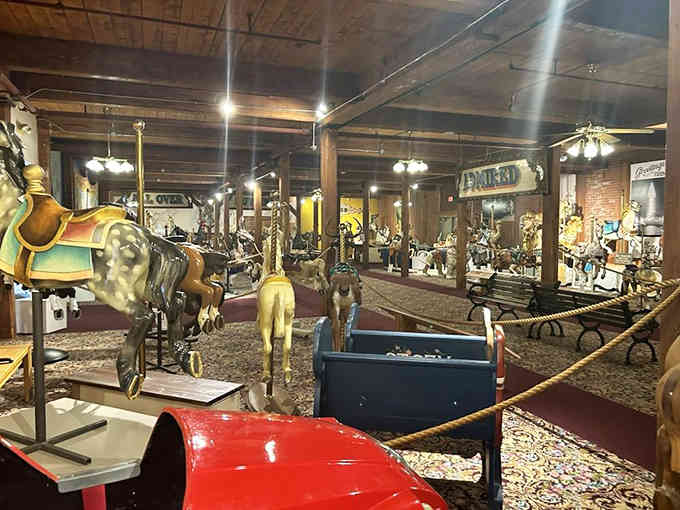 Inside, it's like someone turned a carnival into a museum and forgot to tell the fun to leave.