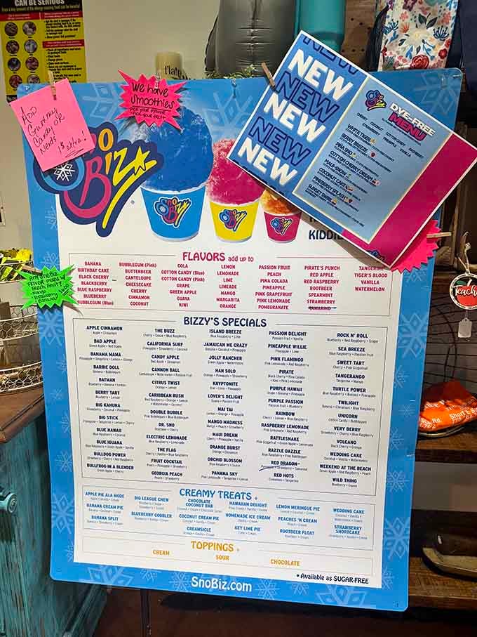 When a smoothie menu has this many creative names, you know someone's having fun behind that counter daily.