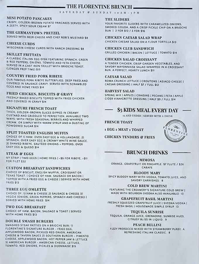 This brunch menu reads like a love letter to breakfast, and trust me, it's a relationship worth pursuing.