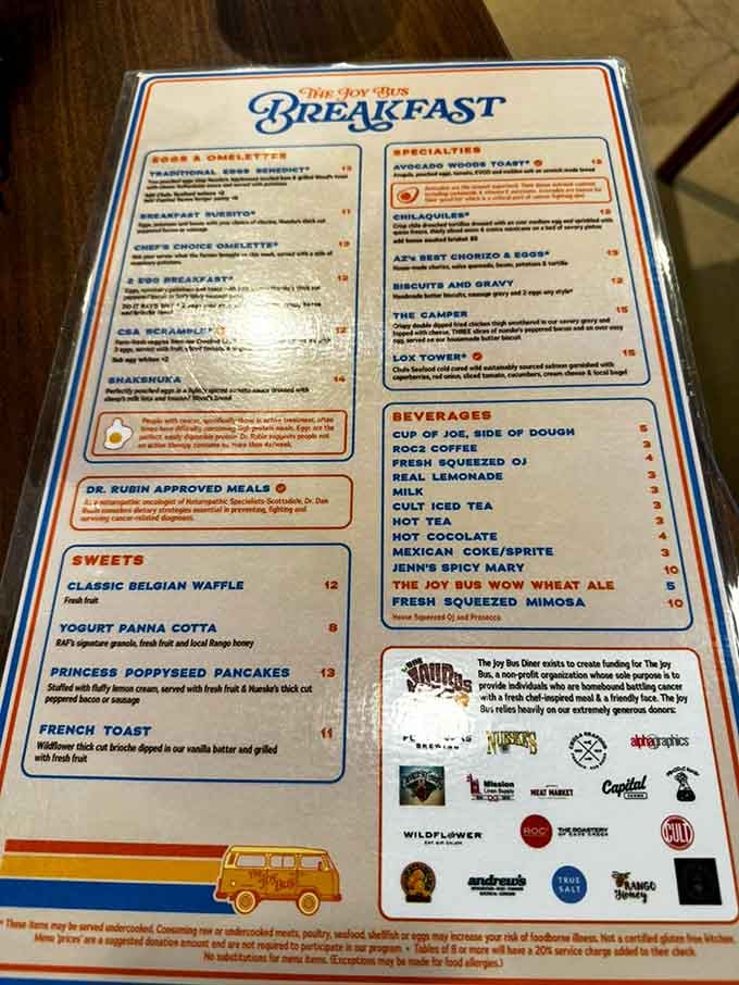 This menu reads like a love letter to breakfast classics, each dish funding meals for those who need them most.