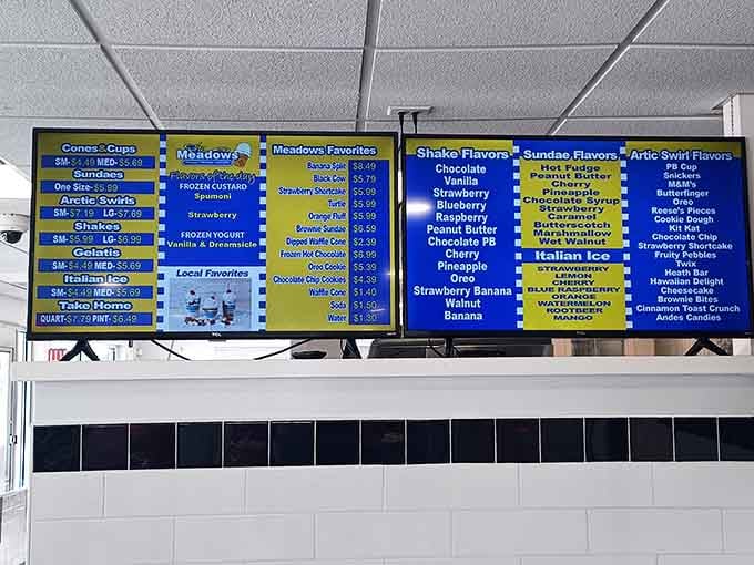 This menu board holds more delicious decisions than you'll face all year, choose wisely or just come back tomorrow.